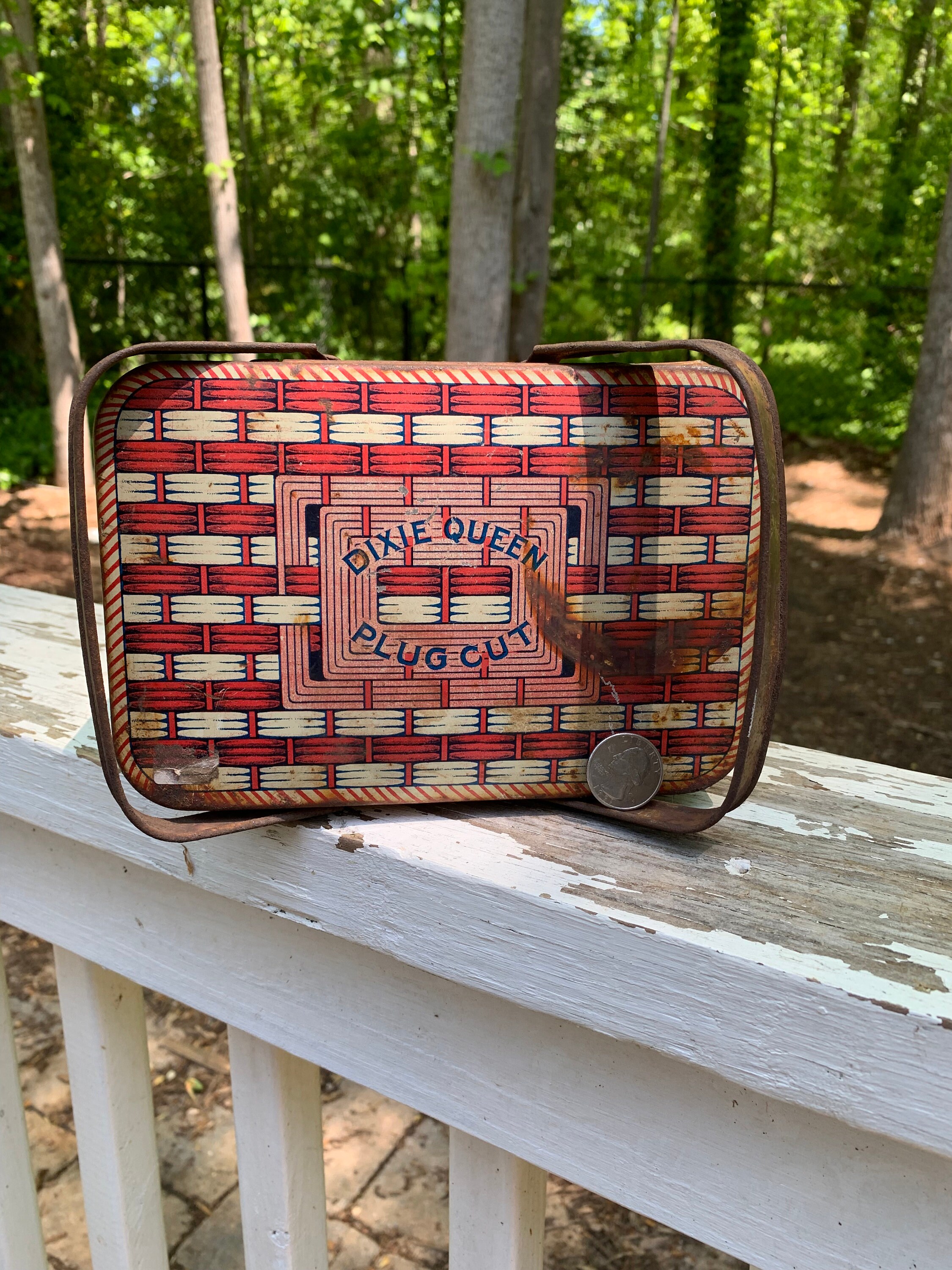 Vintage Dixie Queen Plug Cut Tin Metal Handles Pail 8 Inches X 4 X 5 ...