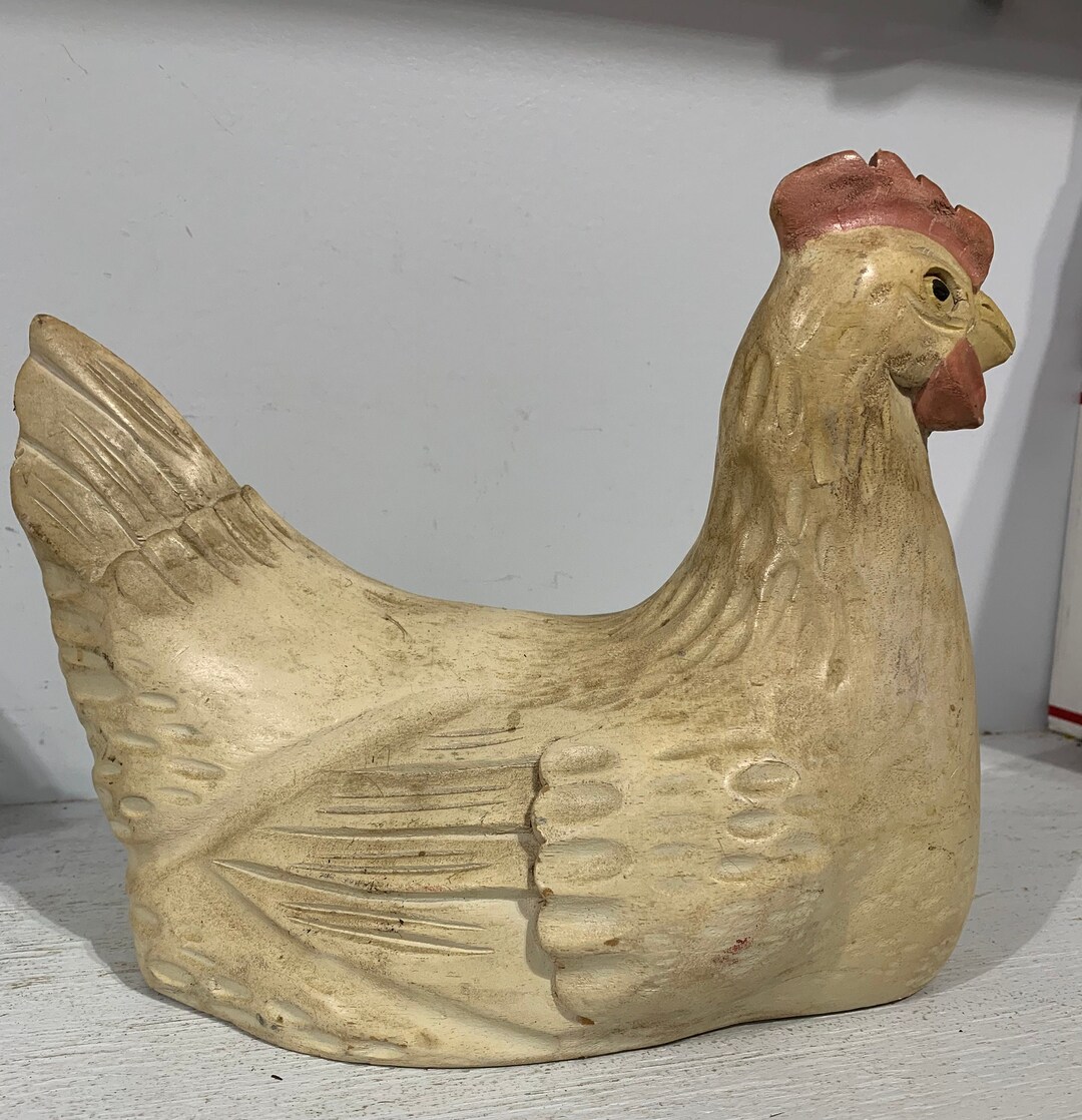 Vintage Carved Wooden Chicken, Hen. 10 Inches Tall, 7 Wide, 13 Long ...