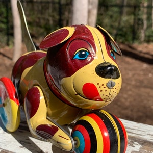 Vintage Metal Toy Dog. Old Stock Made in China. Circa 1970's. Push Tail ...