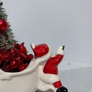 Vintage Relpo Christmas Santa Sleigh Planter, Tree Filled With Vintage ...