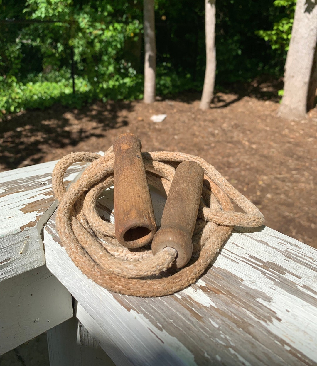 Vintage Jump Rope With Wooden Handles, Vintage Toy - Etsy