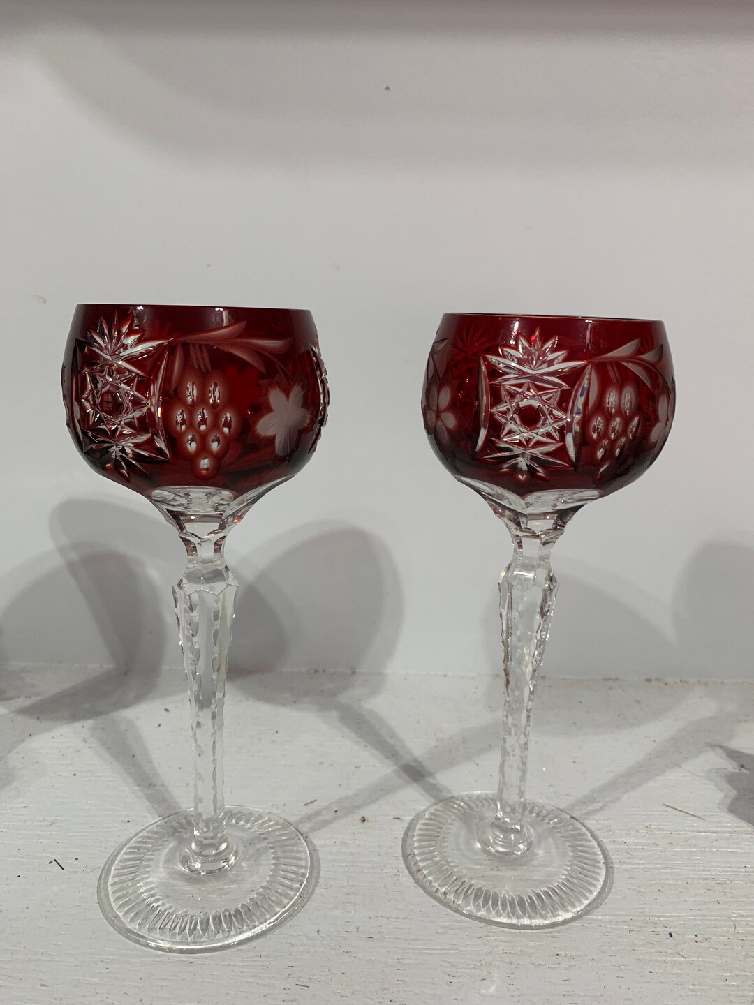 Cut to Clear Crystal MARSALA Wine Glass Ruby Red Blown - Etsy