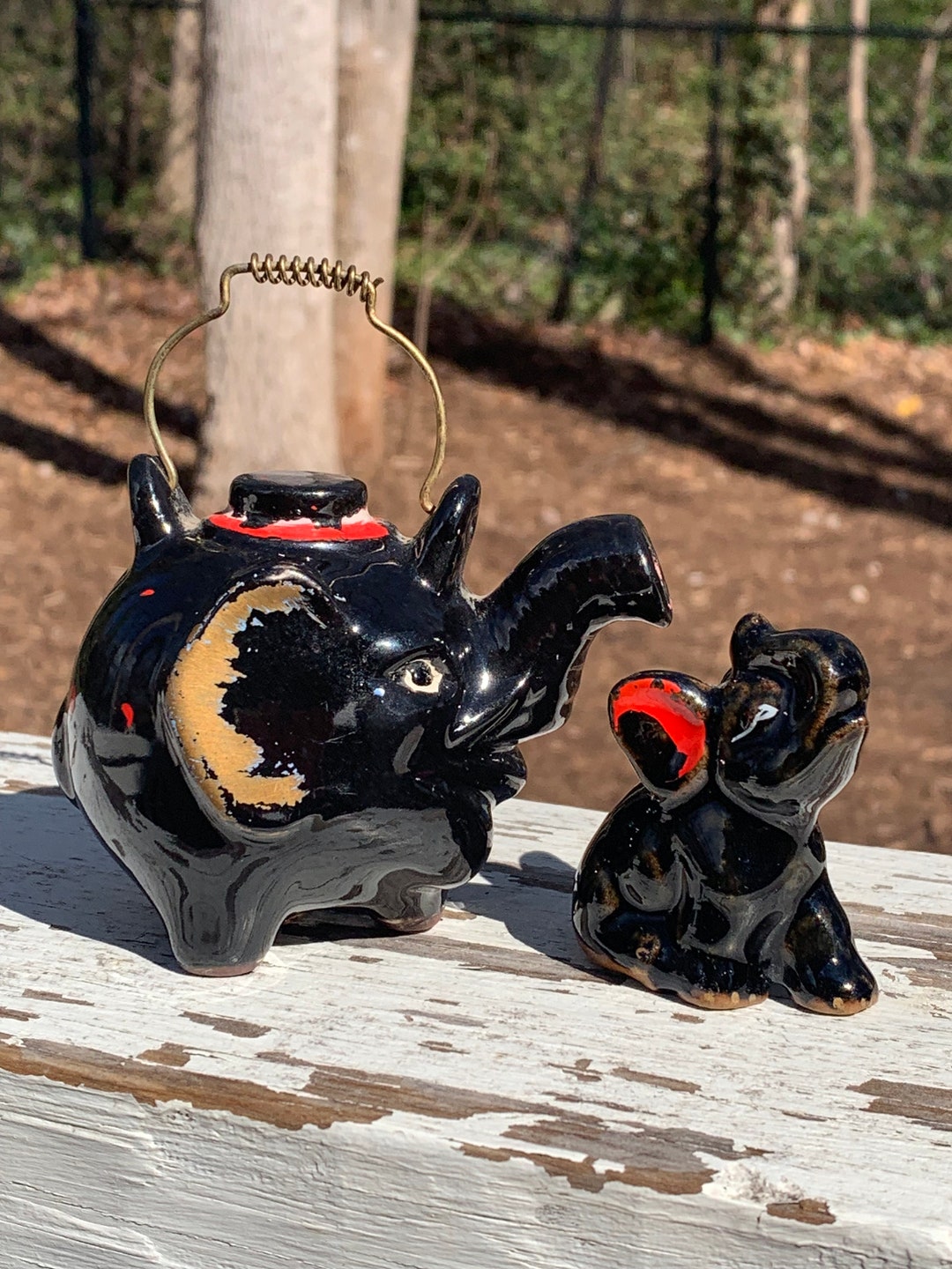 Vintage Redware Anthropomorphic Elephant Teapot With Twisted Wire ...