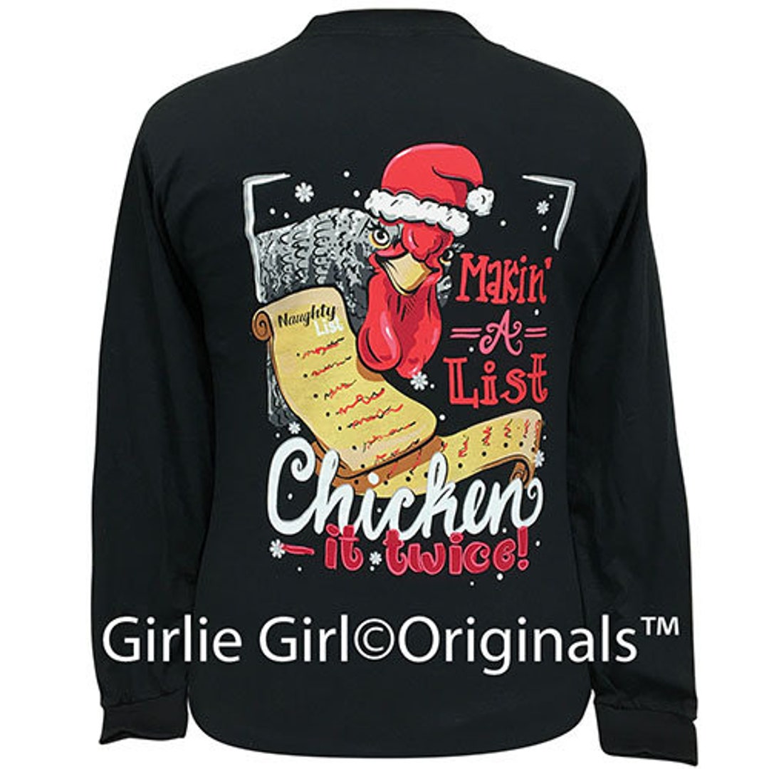 Girlie Girl Originals Chicken It Twice Black Long Sleeve T-shirt-2347 ...