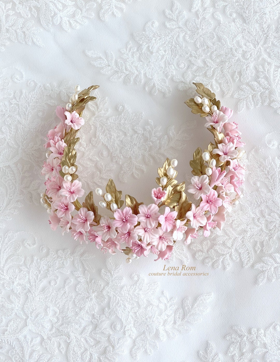 CHERRY BLOSSOM Headpiece. Bridal Crown. Bridal Headpiece. Floral Crown ...
