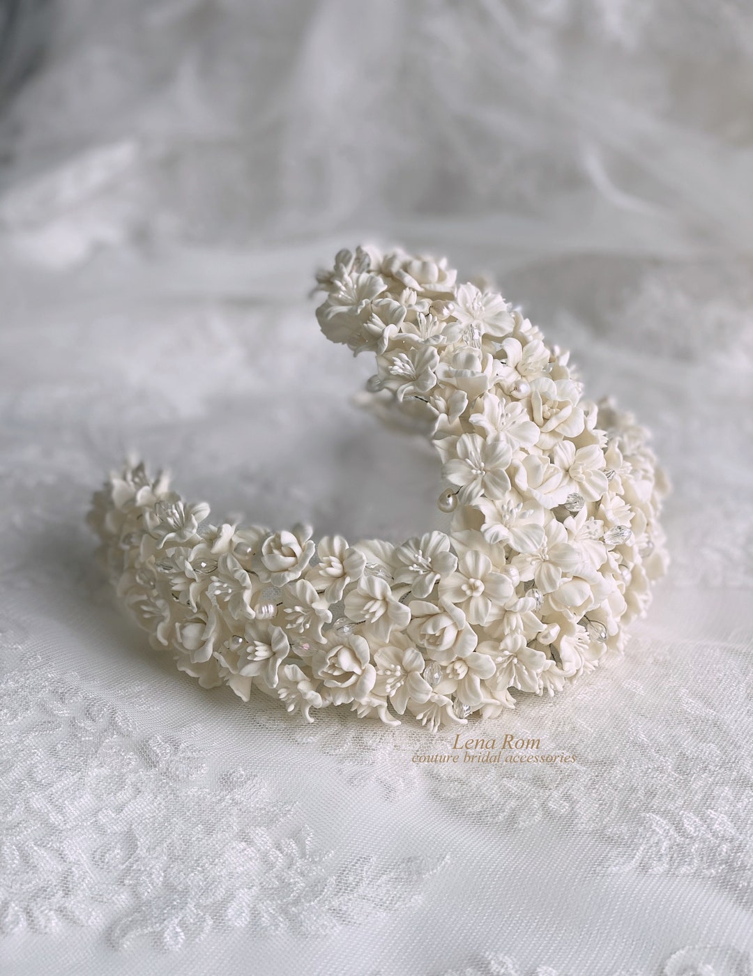 ORNELLA Bridal Headpiece. Bridal Floral Headpiece. Bridal Crown. Floral ...