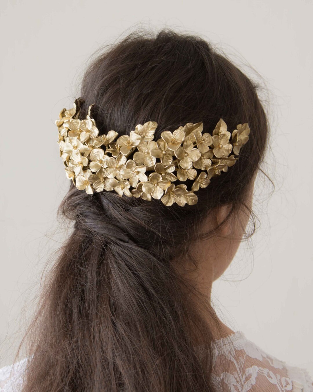 LAUREN Golden Bridal Headpiece. Bridal Headpiece. Back Headpiece. Gold ...