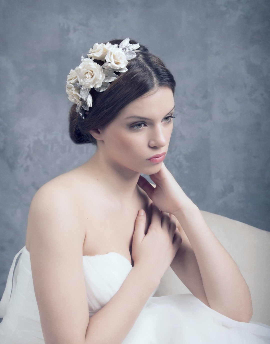 ROSES IN BLOOM Bridal Headpiece. Floral Headpiece. Ivory Roses ...