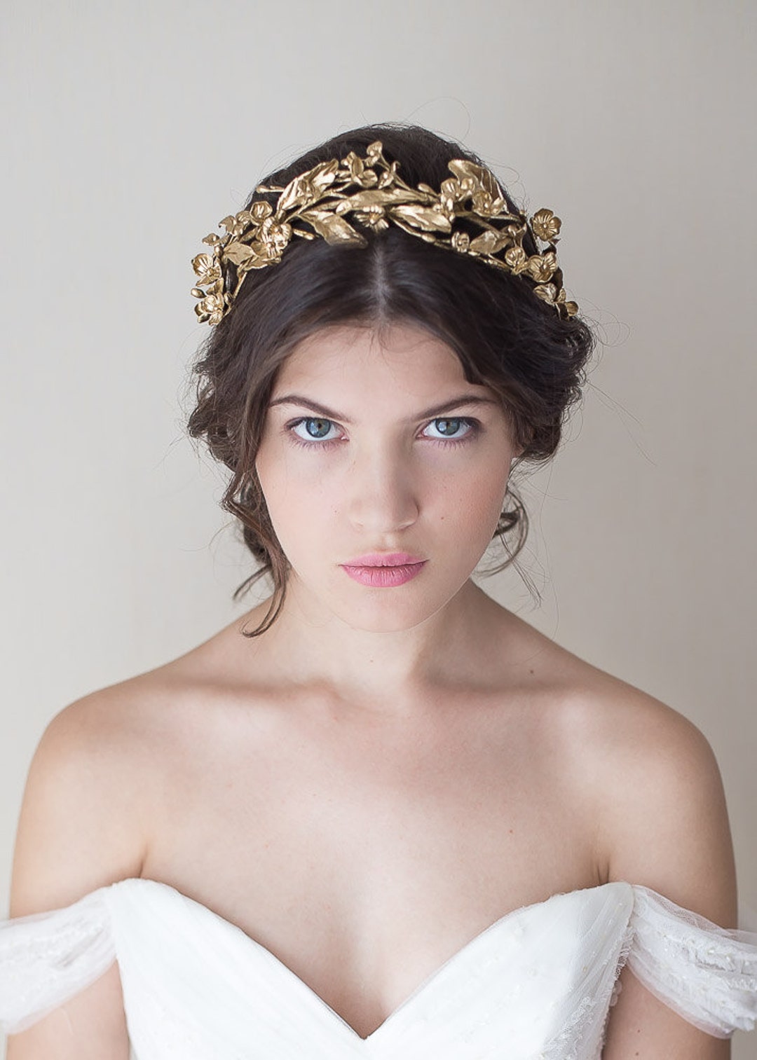 SELINE Bridal Crown. Wedding Gold Headpiece. Bridal Gold Headband ...