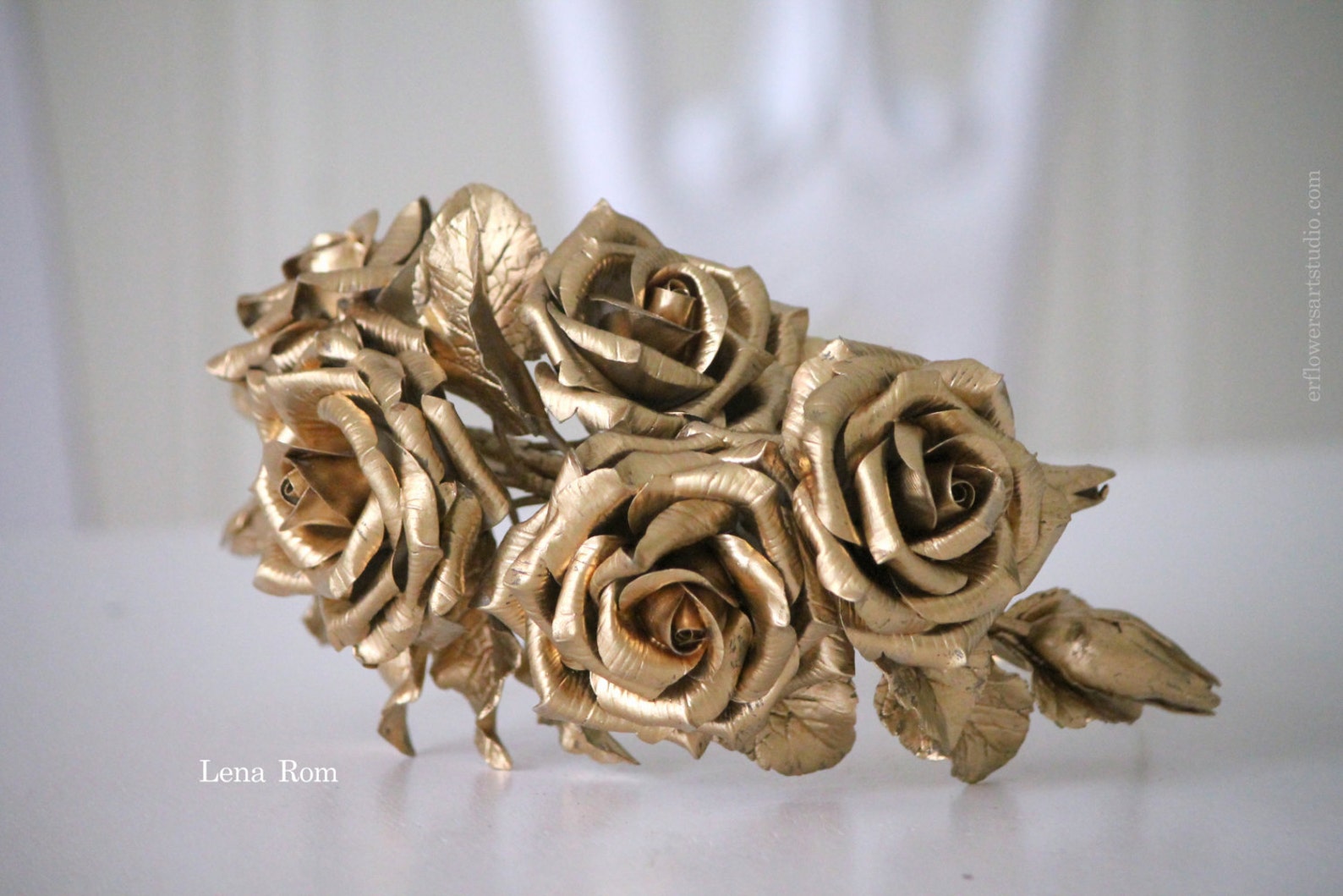 Headpiece Gold Roses. Bridal headpiece. Wedding headpiece. | Etsy