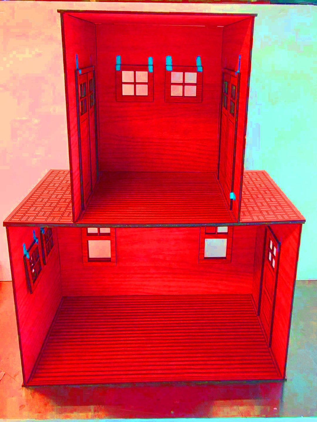Painted Red Dollhouse Wooden Building Kit 1:12 Scale New - Etsy
