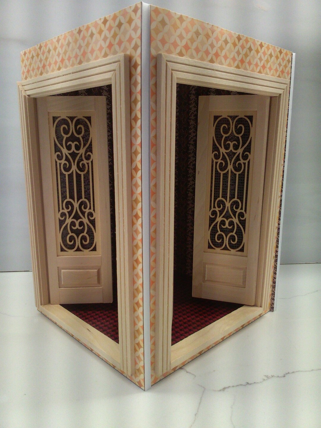 Room Box Craft Miniature Display Doll House With 2 Double Doors 1: 12 ...