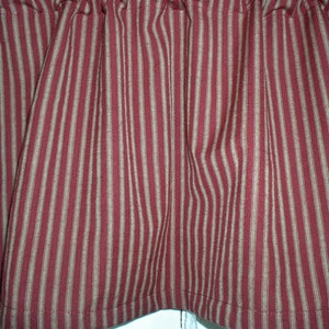 Ticking Valances and Curtains Country Red and Tan Homespun Americana ...