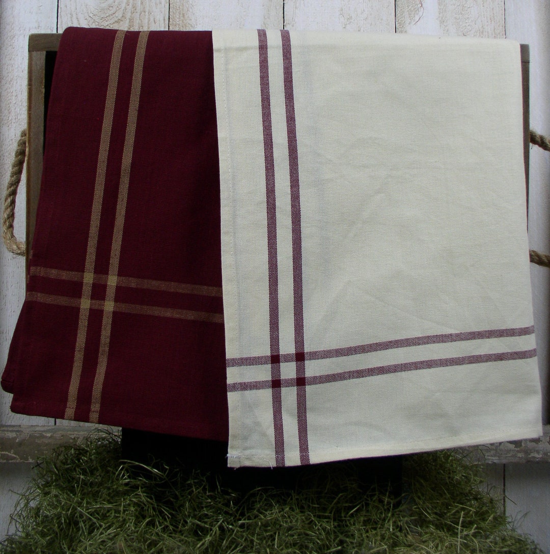 Wine Striped Tea Towel Pair Plain for Embroidery or Decals 2 Pieces ...