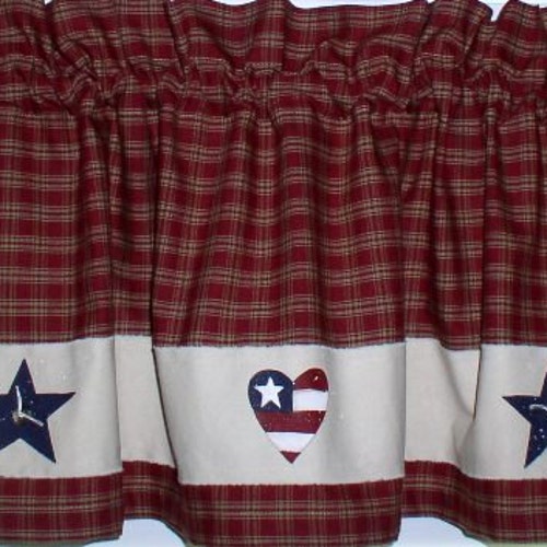 Hearts And Vines Homespun Valance Berry Plaid Valentines Day Etsy