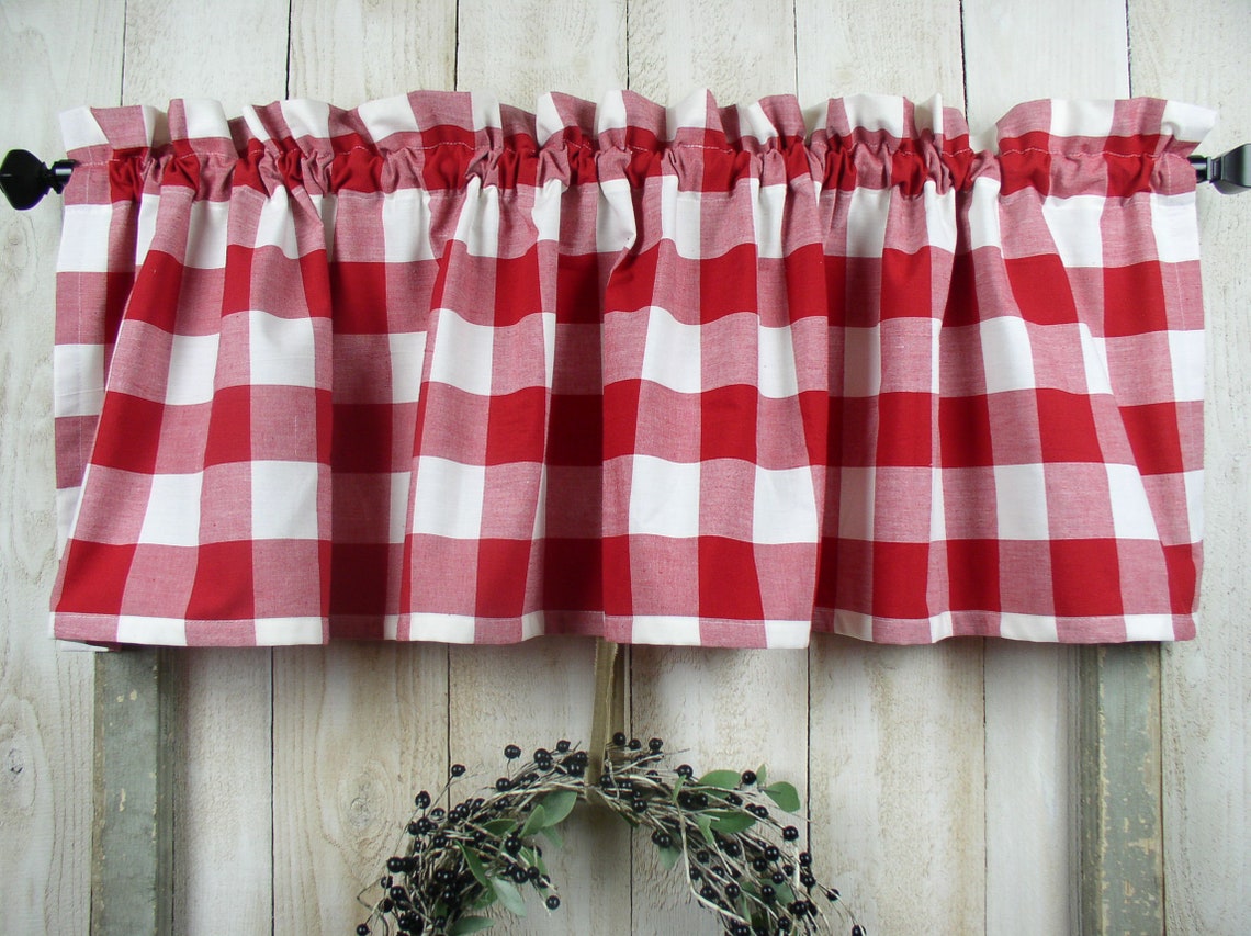Red and White 2 Buffalo Check Homespun Valances Tiers - Etsy