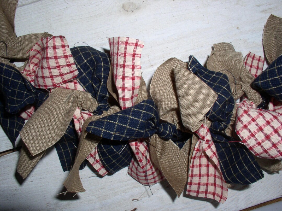 Americana Navy, Red and Khaki Rag Garland Kit-pre-cut Strips...easy DIY ...