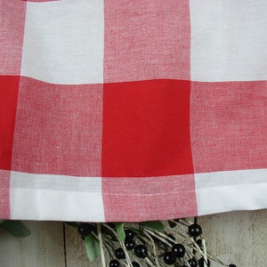 Red and White 3" Buffalo Check Homespun Valances Tiers Runners ...