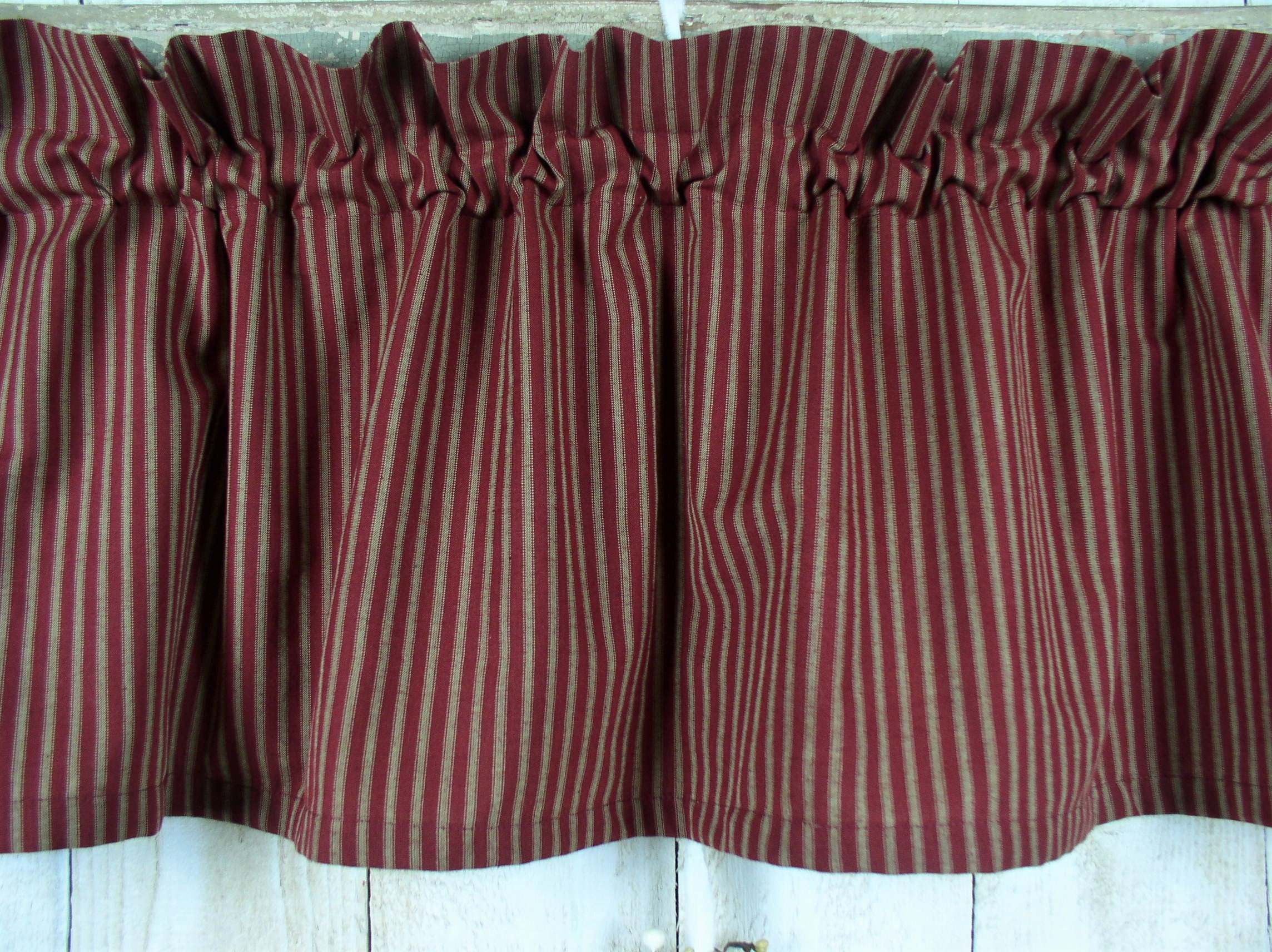 Ticking Valances and Curtains Country Red and Tan Homespun - Etsy