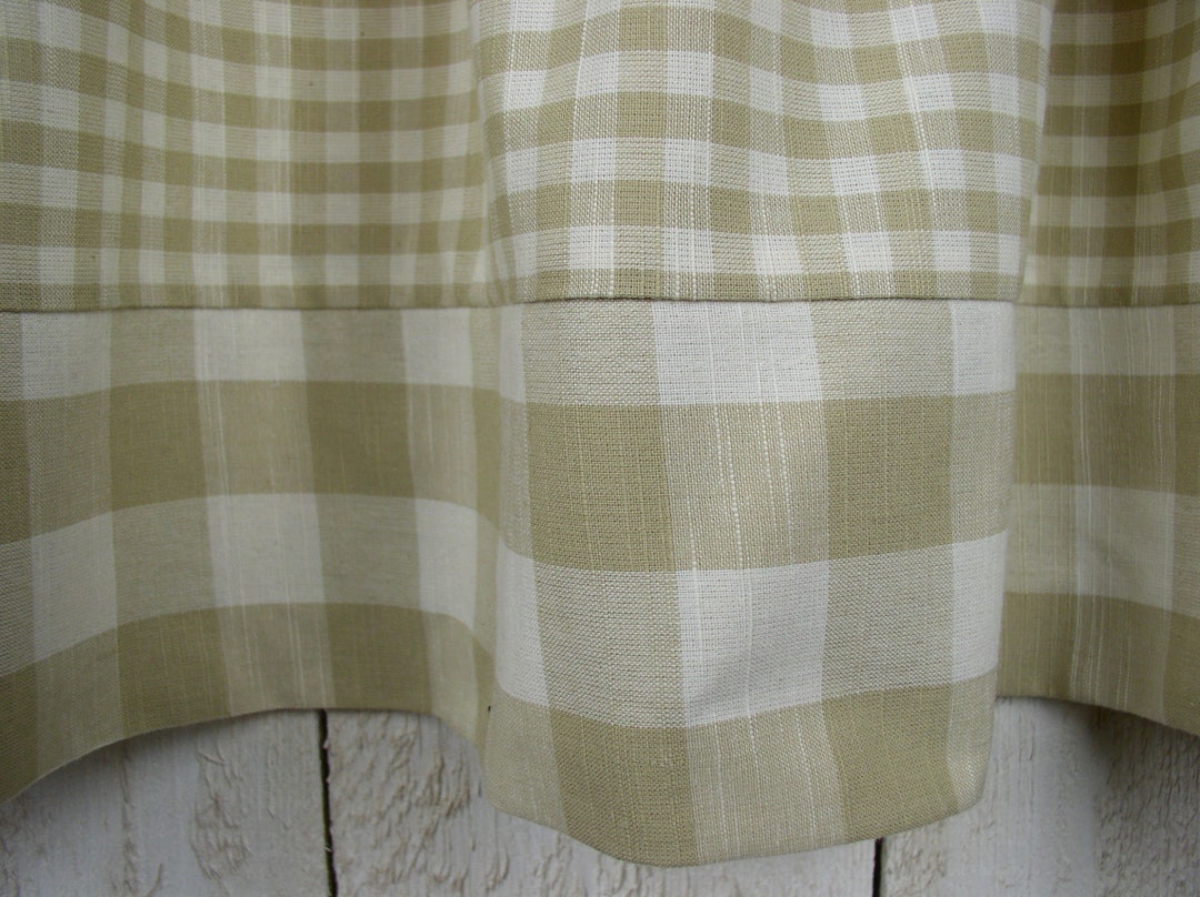 Tan and off White Duo Check Valances Homespun Valance Farmhouse ...