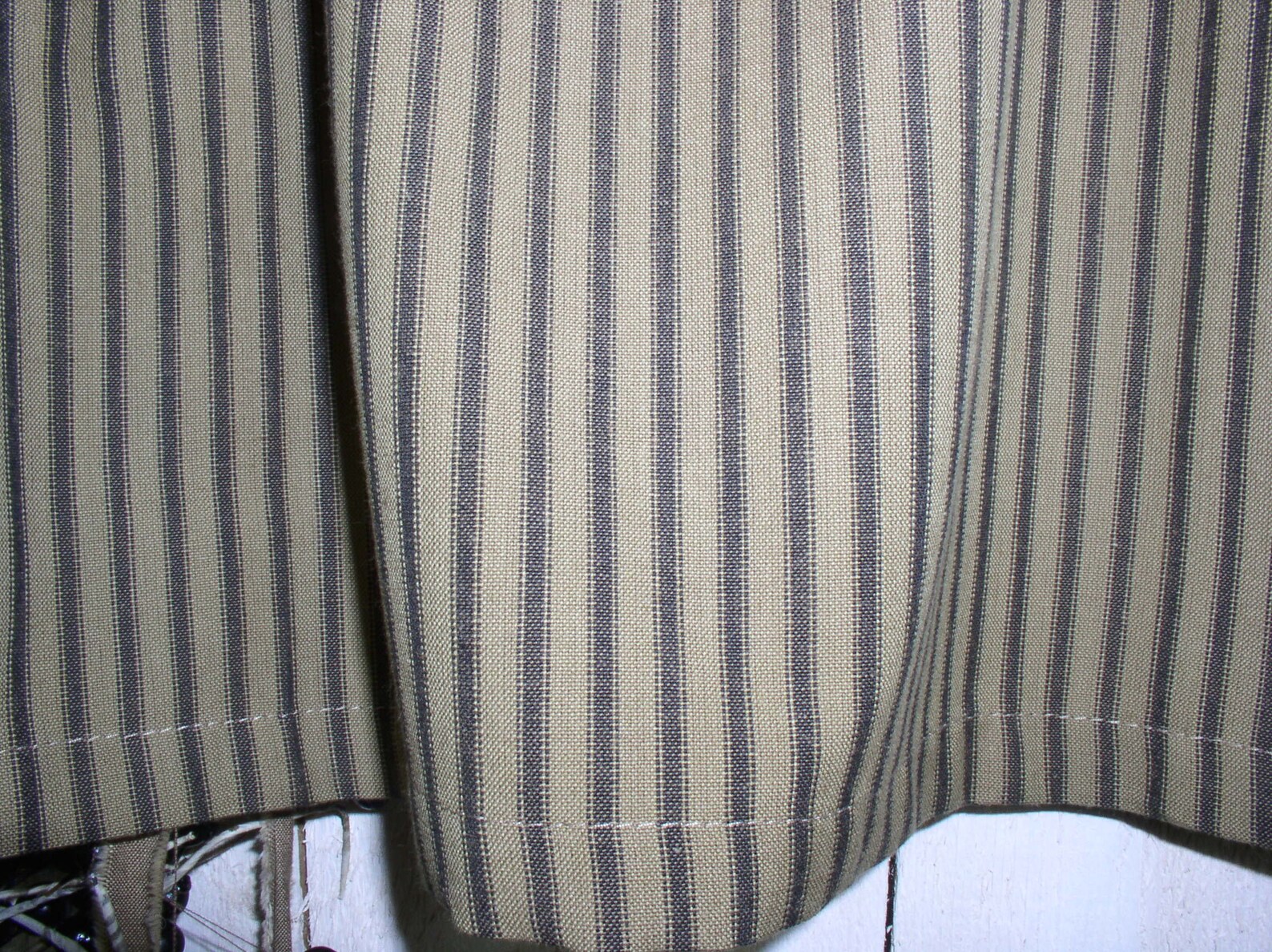 Black Khaki Ticking Homespun Valance Tiers Runners Farmhouse Curtains ...