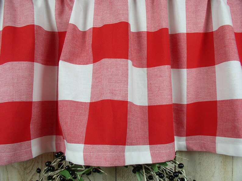 Red and White 3 Buffalo Check Homespun Valances Tiers - Etsy