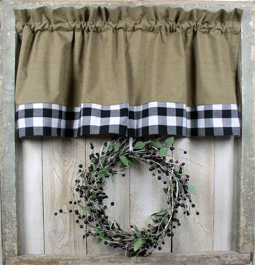 Black and White Buffalo Check Valances Homespun Valance Farmhouse ...