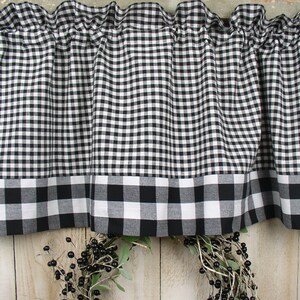 Black and White Checks Valances Homespun Valance Farmhouse Curtains ...