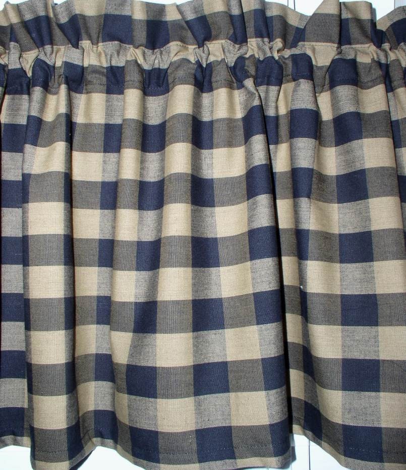 Black Buffalo Check Homespun Valances Tiers Runners Napkins | Etsy