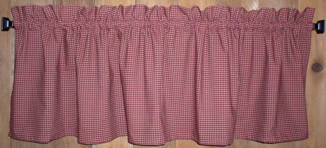 Americana Berry Plaid Homespun Valances Tiers Runner Country Curtains