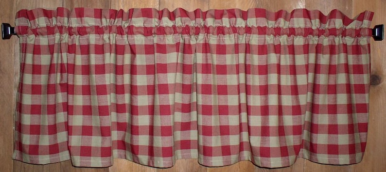 Berry Red Buffalo Check Homespun Valances Tiers Runner French - Etsy