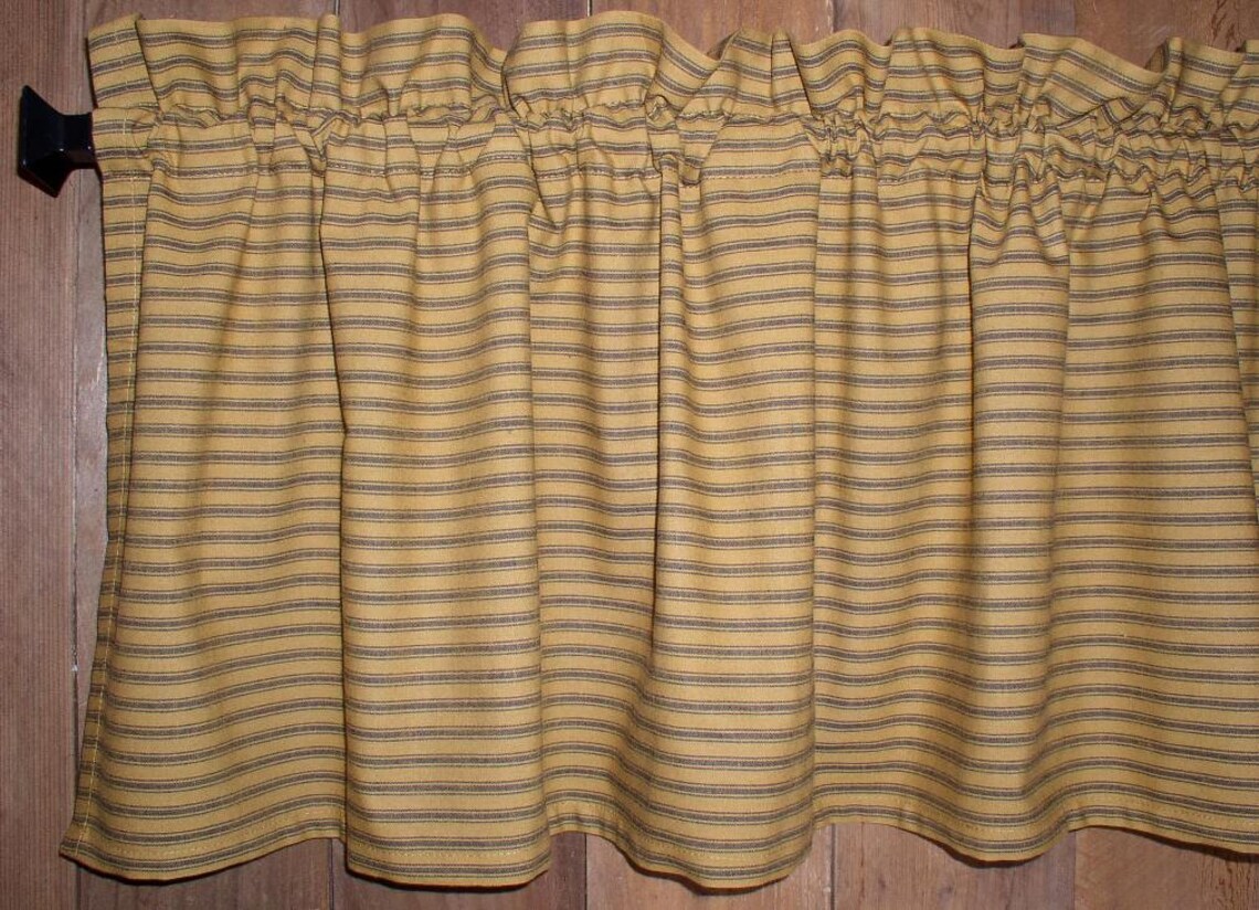 Mustard Yellow Valance Ticking Homespun Valances Tiers Runners - Etsy