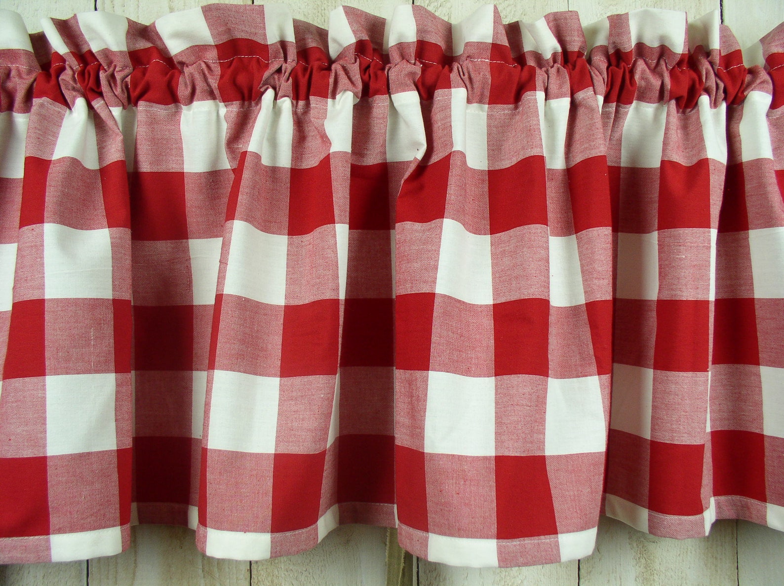 Red and White 2 Buffalo Check Homespun Valances Tiers - Etsy