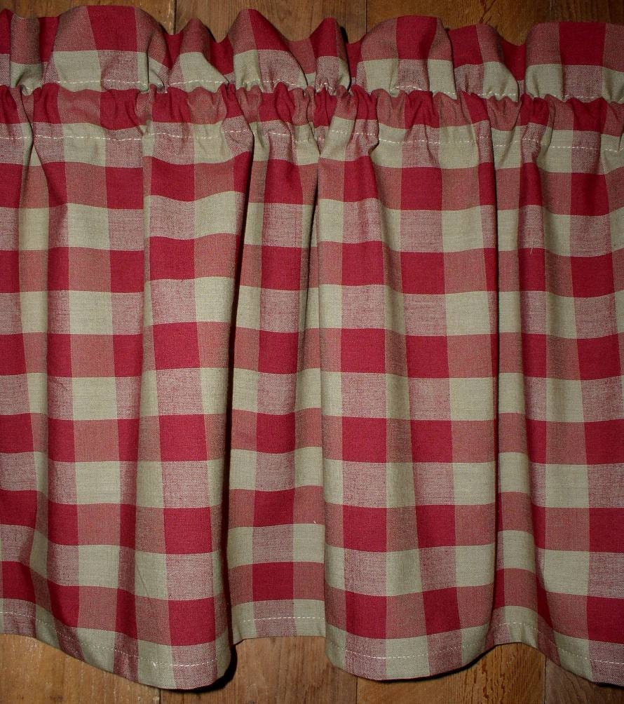 Berry Red Buffalo Check Homespun Valances Tiers Runner French - Etsy
