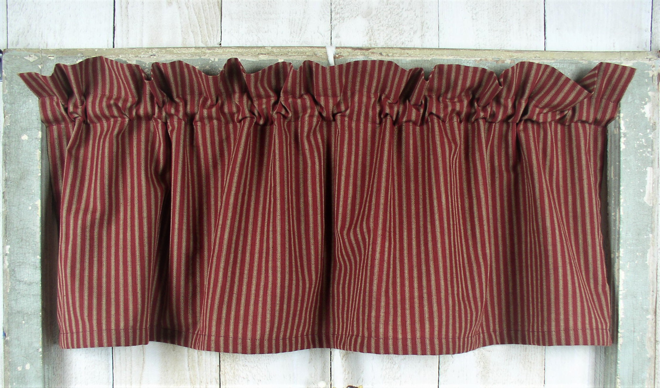 Ticking Valances and Curtains Country Red and Tan Homespun - Etsy