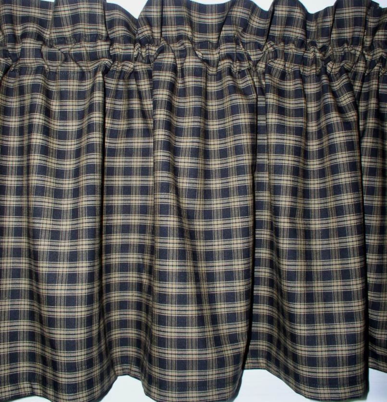Black Plaid Homespun Valances Tiers Runners Napkins Primitive - Etsy