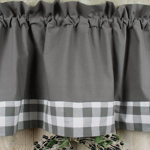 Gray and White Buffalo Check Valances Homespun Valance Farmhouse ...