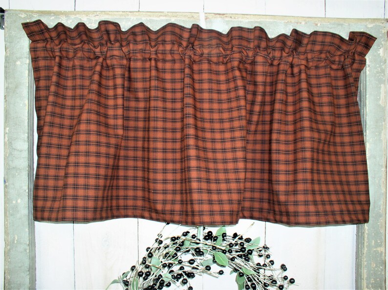 Burnt Orange and Black Homespun Valances Tiers Runners Napkins | Etsy