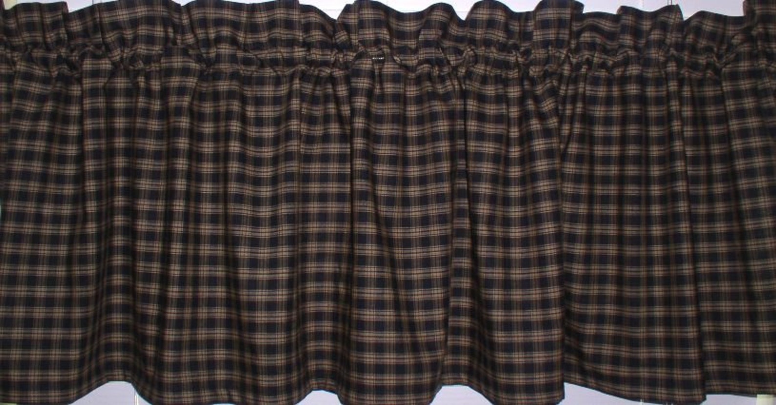 Black Plaid Homespun Valances Tiers Runners Napkins Primitive - Etsy