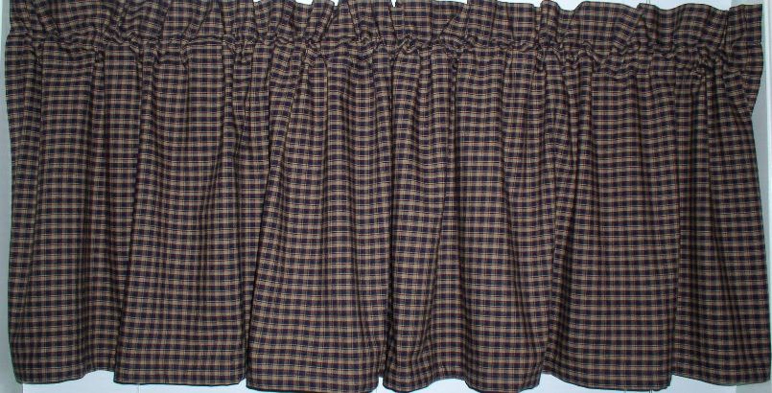 Americana Plaid Homespun Valance Country Primitive Curtains Etsy