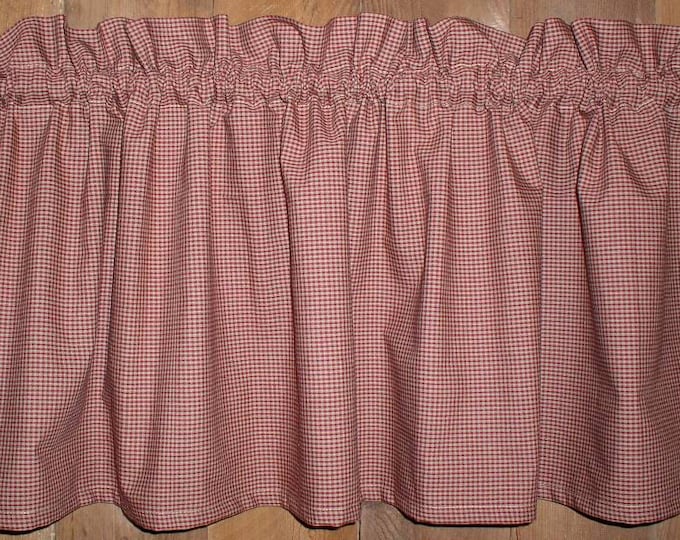 Berry Red Mini Check Homespun Valances Tiers Runners French Etsy