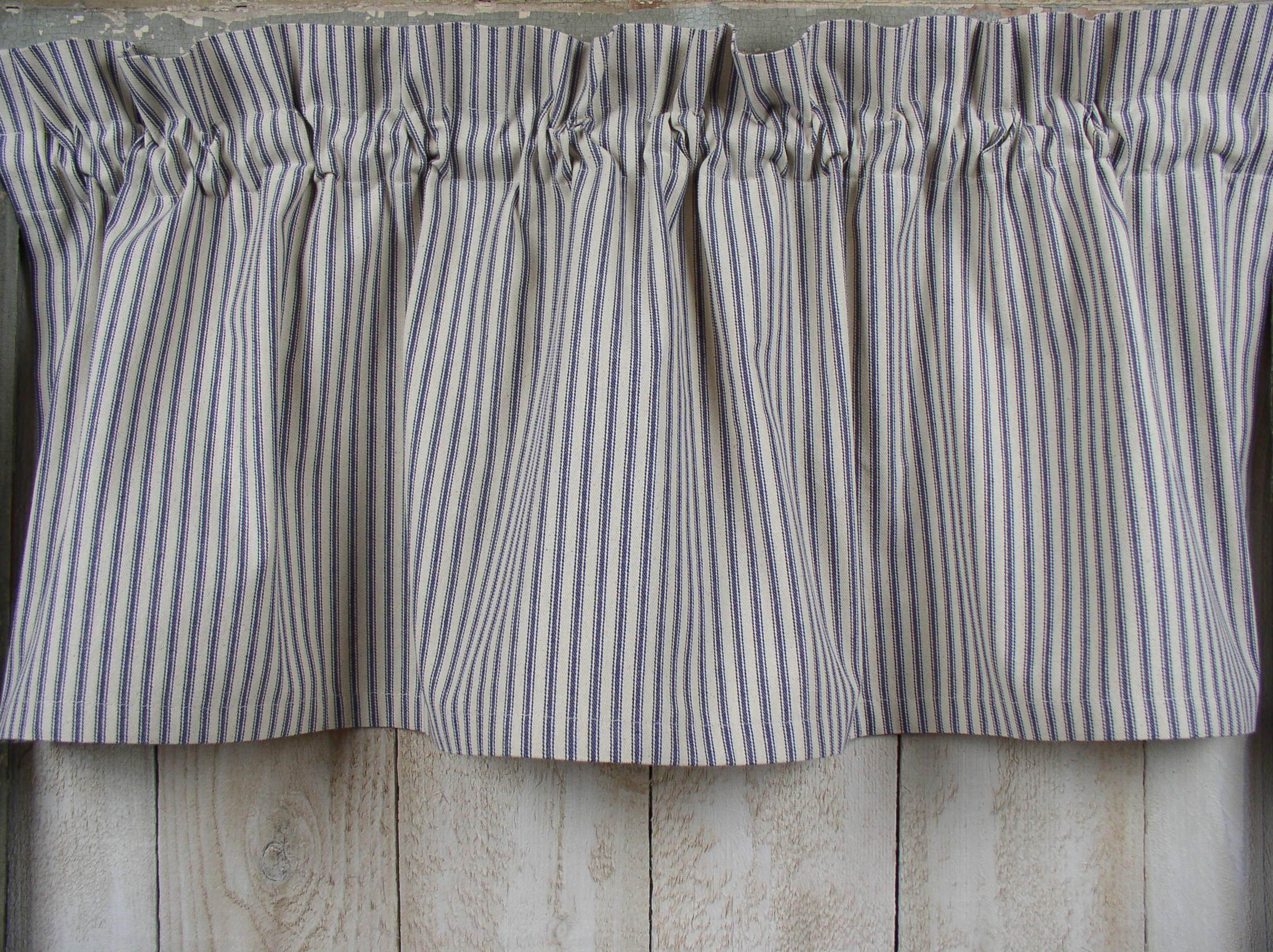 Navy & off White Vintage Style Ticking Valances CLEARANCE END of BOLT ...