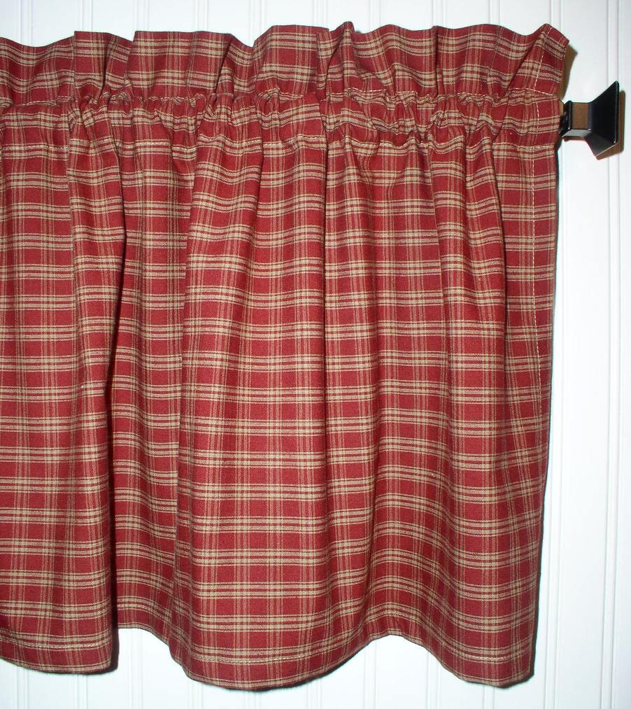 Berry Plaid Homespun Valances Tiers Runners Country Curtains Etsy