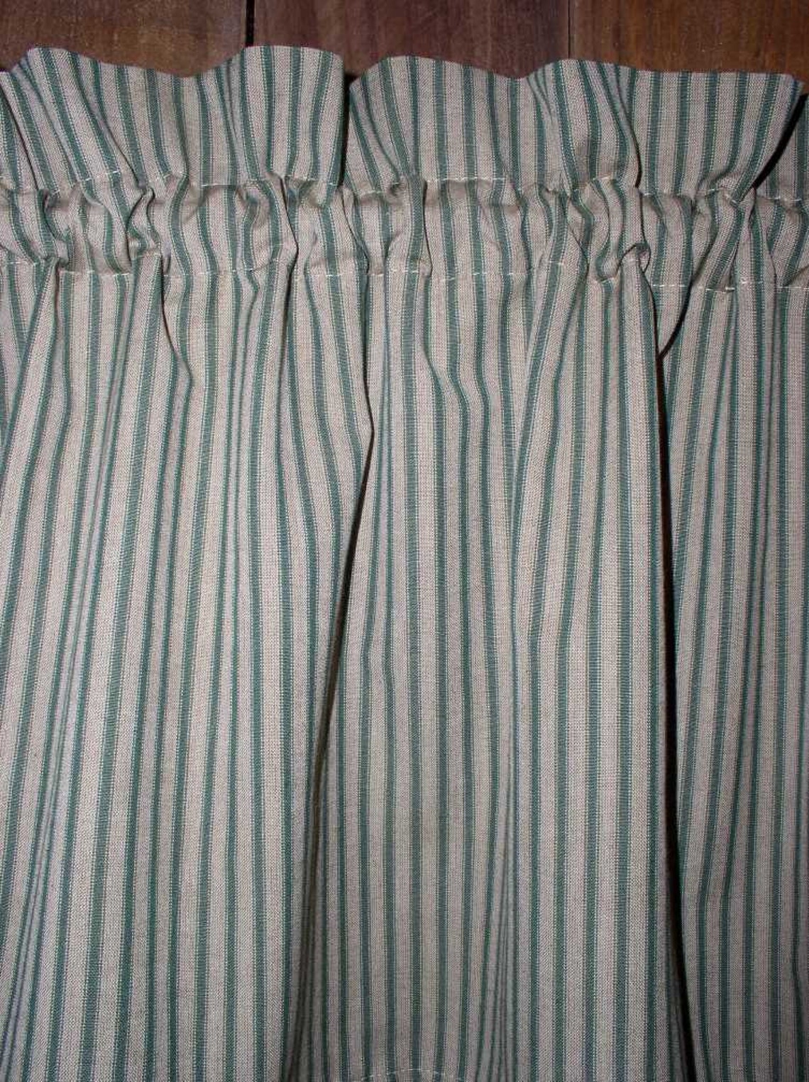 Green and Tan Homespun Ticking Valances Tiers Runners Homespun | Etsy