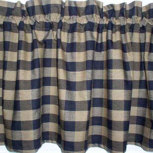 Black Buffalo Check Homespun Valances Tiers Runners Napkins | Etsy