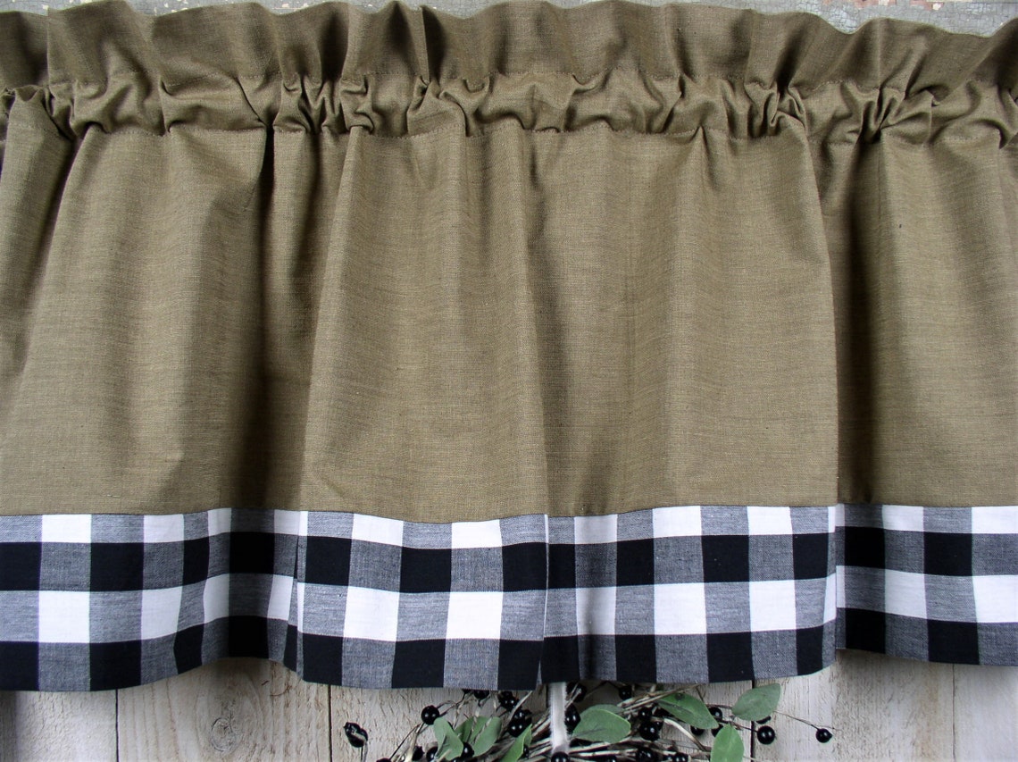 Black and White Buffalo Check Valances Homespun Valance Farmhouse ...