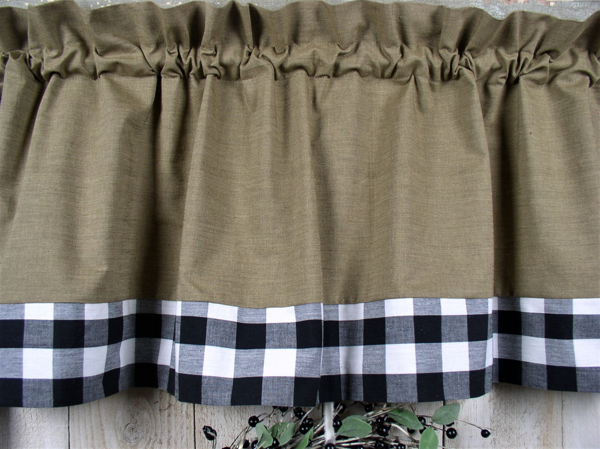 Black and White Buffalo Check Valances Homespun Valance Farmhouse ...
