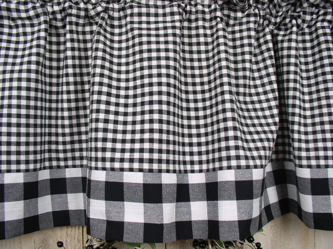 Black and White Checks Valances Homespun Valance Farmhouse Curtains ...