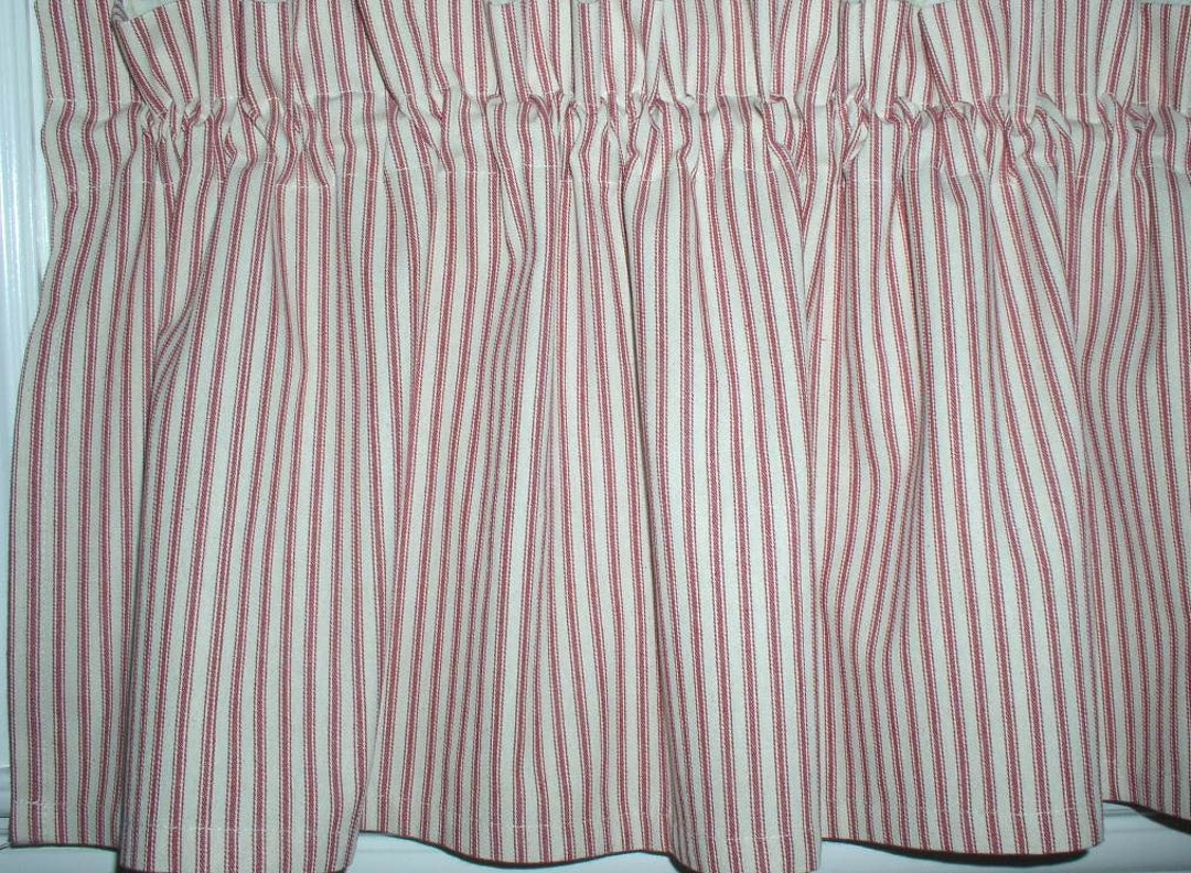 Red & White Vintage Style Ticking Valance CLEARANCE END of BOLT Country ...