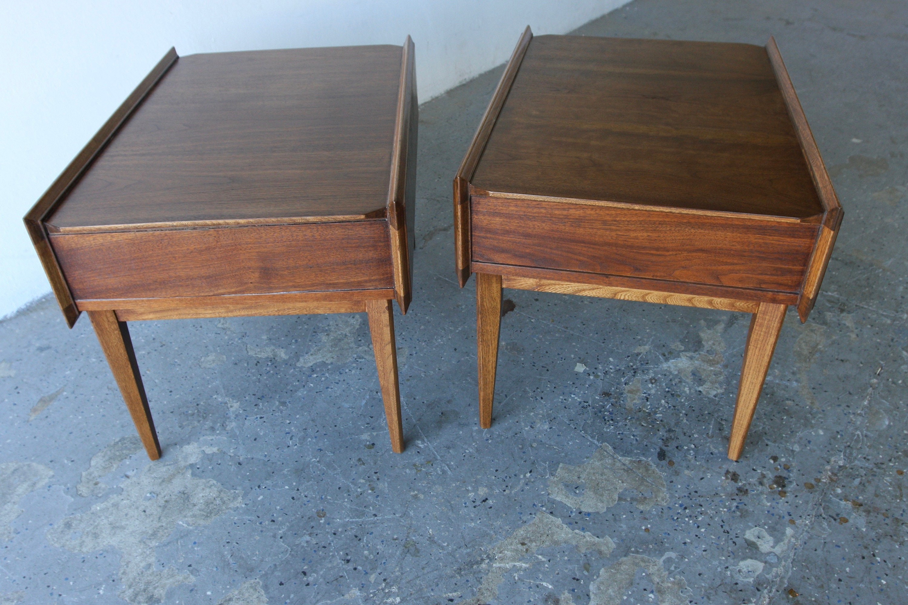 Mid Century Modern Walnut End Tables First Edition Collection by Lane ...